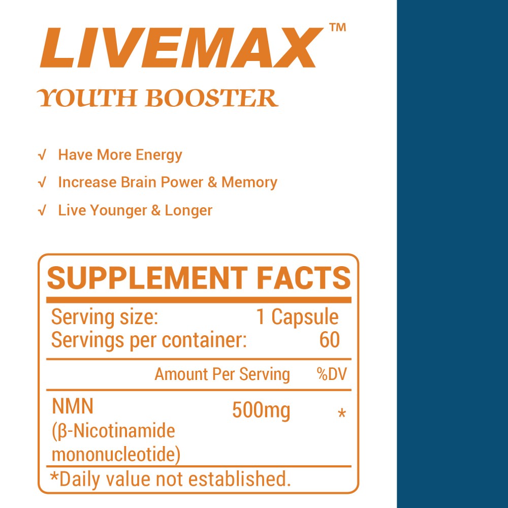 LIVEMAX NMN Supplement 500mg- Enhance Concentration, Boost Energy ...